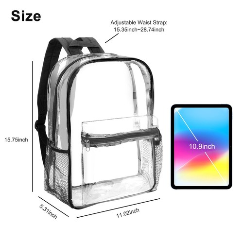 Heavy Duty Clear Backpack Waterproof Transparent Sling Bag See Through ...