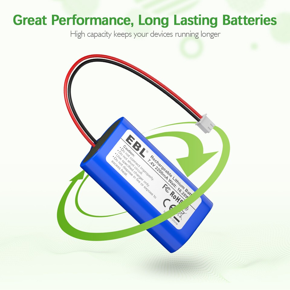 EBL 7.4V 2200mAh Li-ion Rechargeable Batteries Replacement for ...