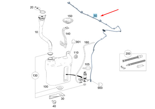 NEW MERCEDES-BENZ VITO W447 WINDSHIELD WIPER HOSE LINE A4478600592 ...