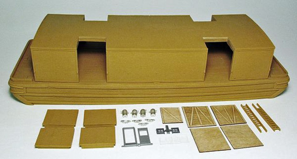 COVERED WOODEN BARGE HO Model Railroad Waterline Boat Unpainted Resin ...