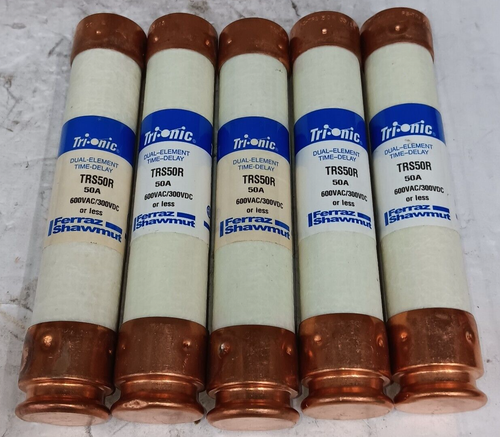 LOT OF 5) NEW FERRAZ SHAWMUT 50 AMP TRI-ONIC FUSE CLASS RK5 600 VAC ...