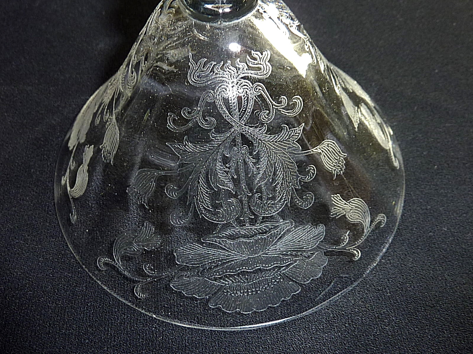 61/4" Tiffin "Flanders" Pattern Etched Poppy Crystal Champagne Sherbet ...