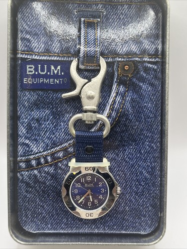 NOS BUM Equipments Keychain Clip On Watch Silver Tone in Box | eBay