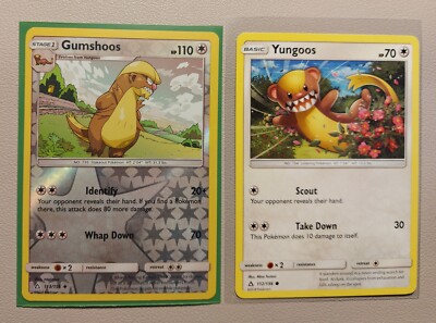 Gumshoos 113/156 reverse holo & Yungoos 112/156 Pokemon card SM Ultra ...