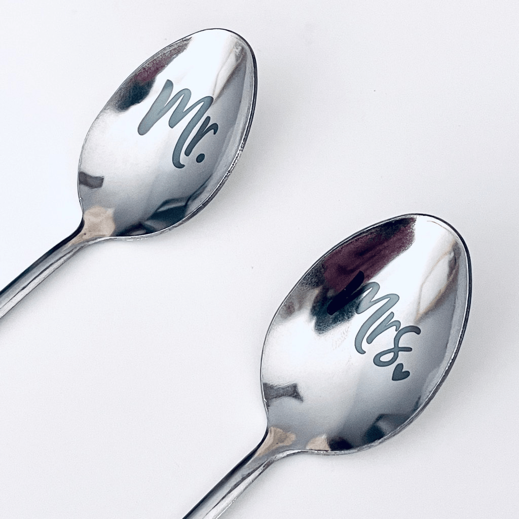 NWT 2 pc set Mr. & Mrs. Stainless Steel Spoons Anniversary,Valentine’s ...