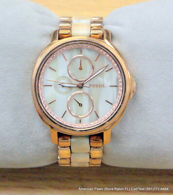 Fossil ES3890 Women's Rose Gold Tone Analog Watch Size 6.5 " Used | eBay
