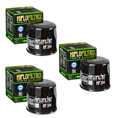 Hiflofiltro 3 Pack Oil Filter HF204 Black Honda Kawasaki Suzuki Triumph ...