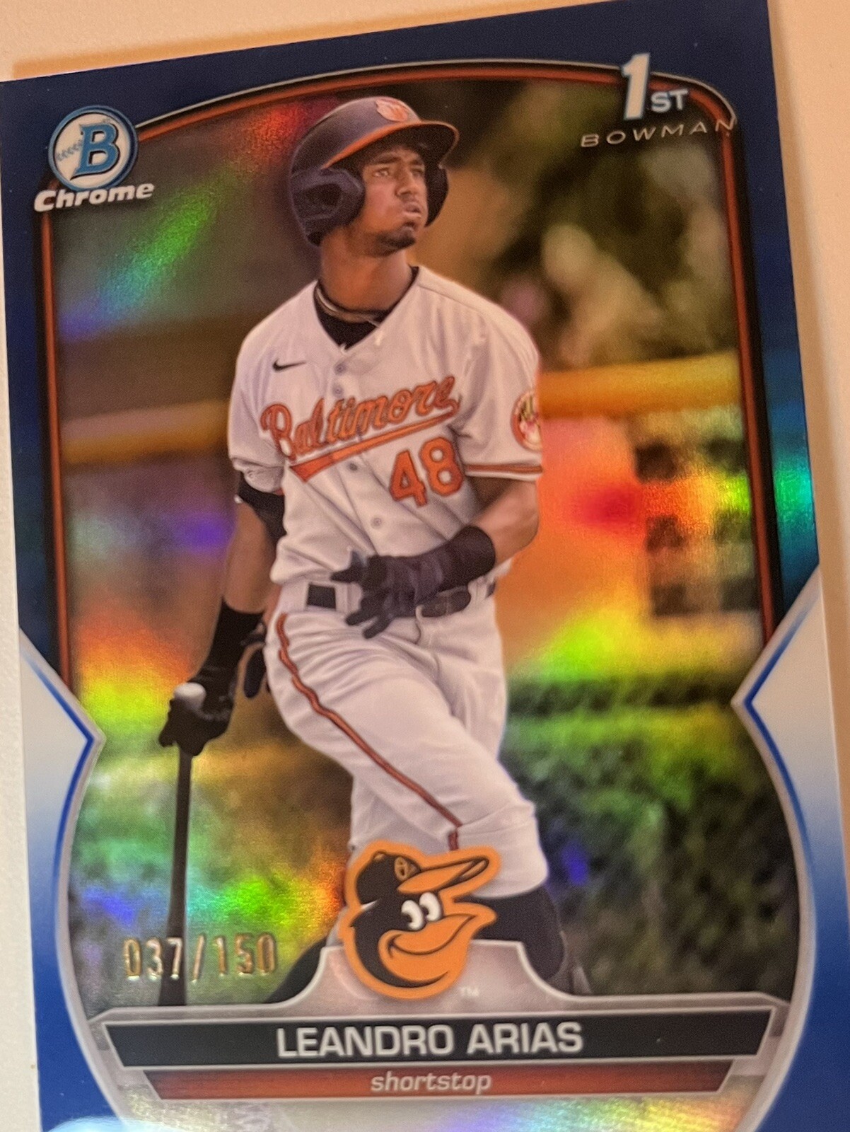 Leandro Arias 2023 Bowman Chrome 1st Prospect True Blue #BCP-84, 037/ ...