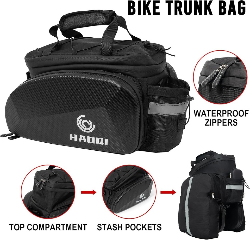 HAOQI 35L Panniers Bike Bags, Waterproof Bicycle Rear Rack Trunk Bag ...