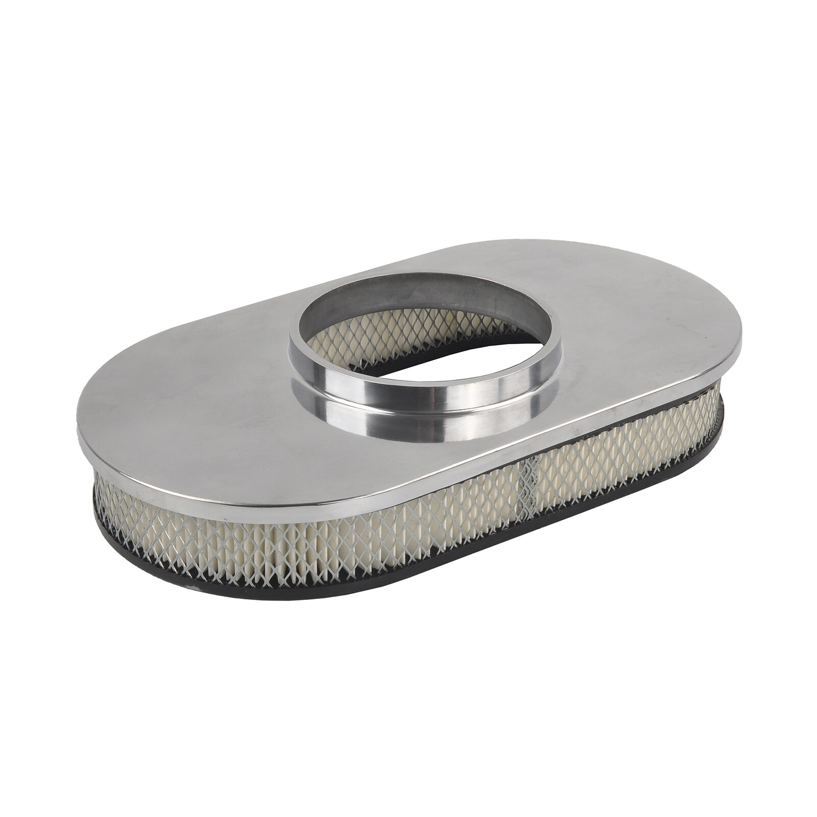Polished Aluminum 15" Oval Full Finned Air Cleaner Filter Fit SBC BBC ...