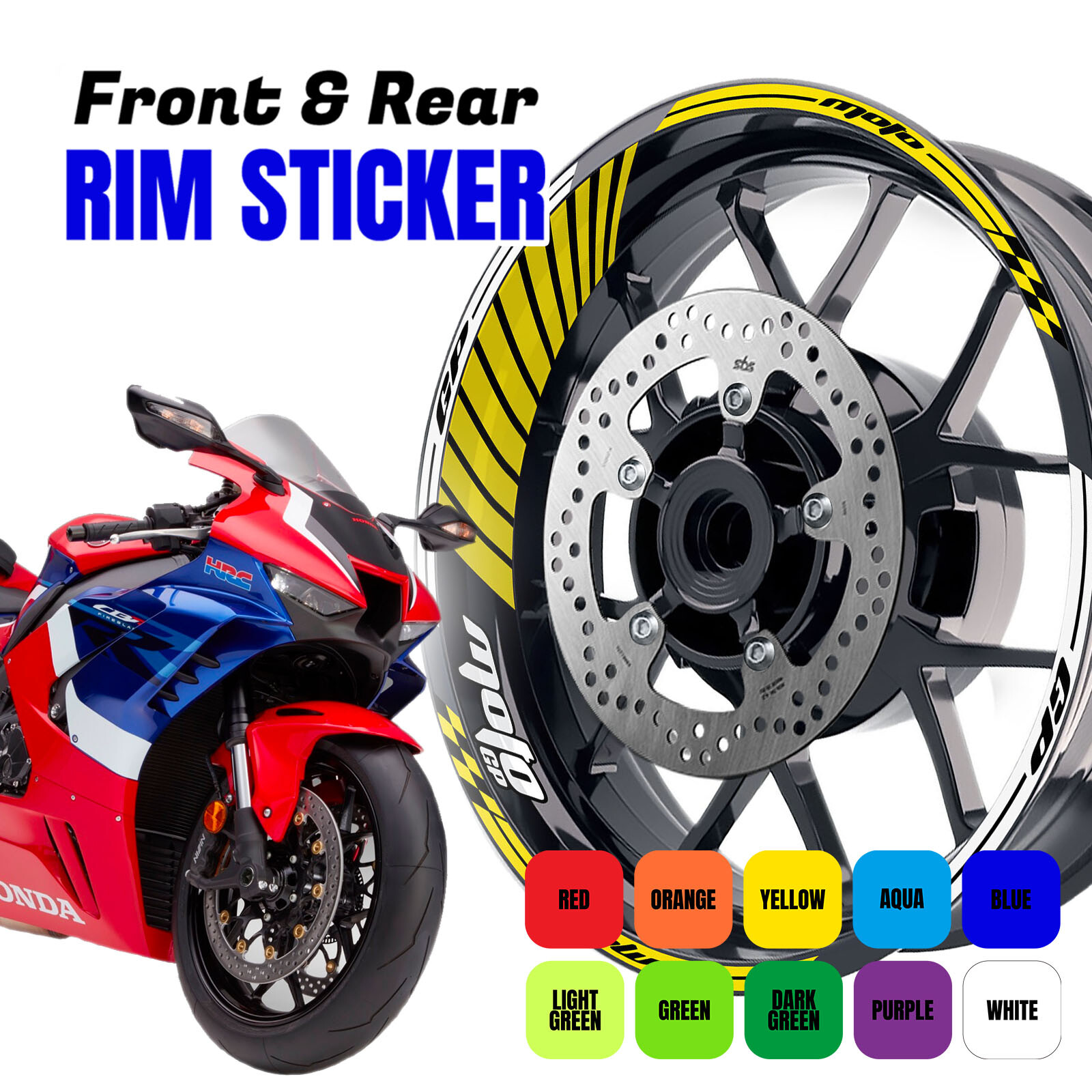 For Honda CBR650R 19-20 AA02 Graphic 17" Rim Stickers Decals Yellow | eBay