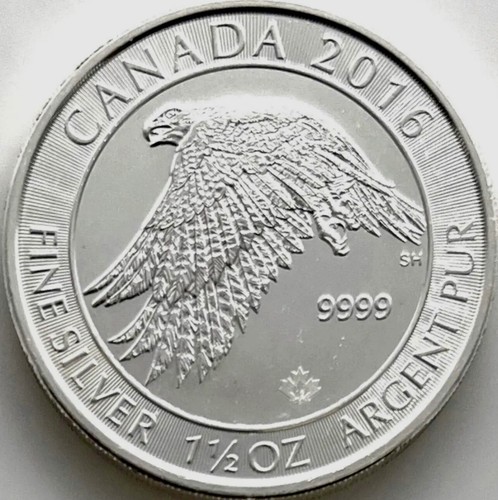 2016 Canada 1.5 oz Silver $8 White Falcon Coin BU .9999 Fine Silver, in ...