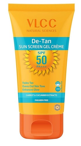 VLCC De Tan Sunscreen Gel Creme, SPF 50, 100g protection from sun’s UVA ...
