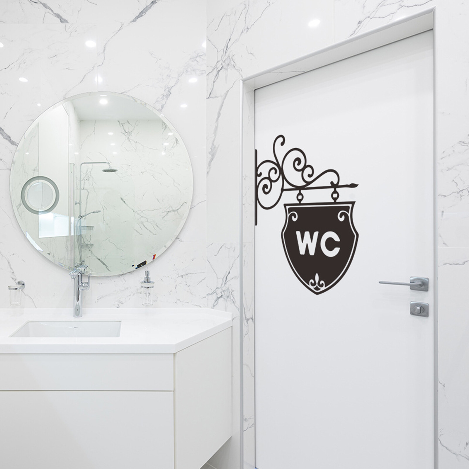 Toilet Washroom Bathroom Door Stickers WC Pattern Removable Self ...