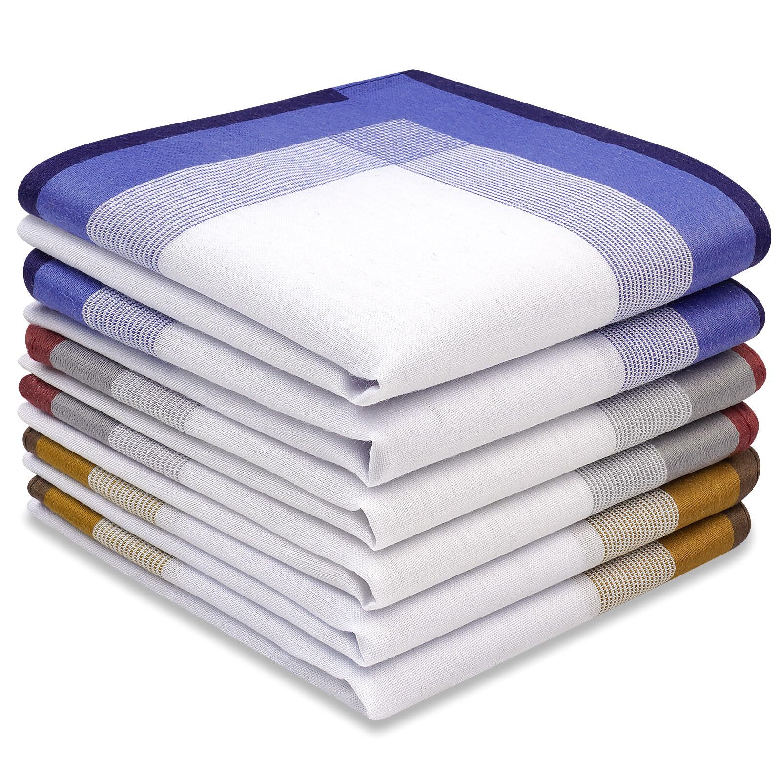 Cotton Men's Soft Handkerchiefs Assorted Color Pack of 6 Gift Set Top ...