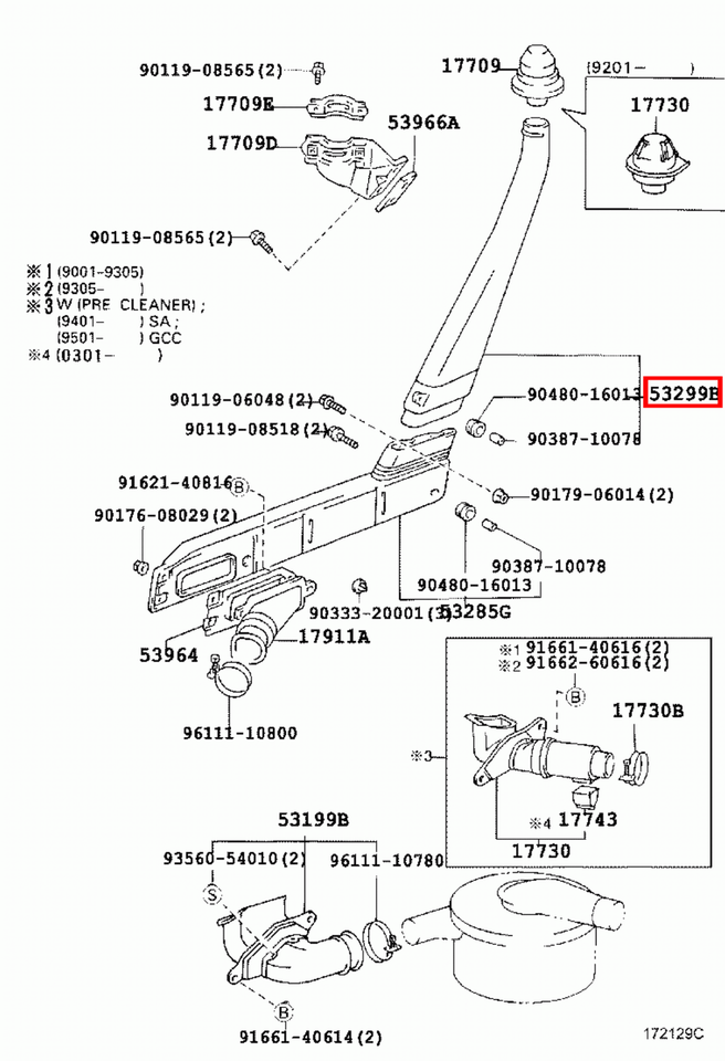 Genuine Toyota LandCruiser HZJ70 HDJ79 Upper Air Cleaner Duct Snorkel ...