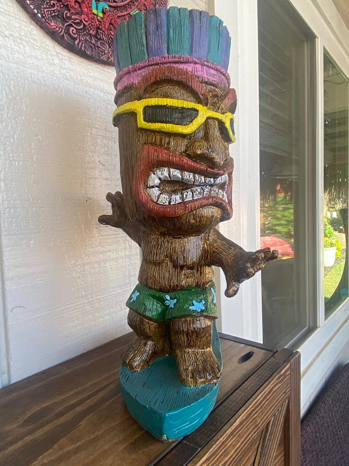 Tiki Totem Surfer Boy Statue Hawaiian Theme Tropical Garden Tiki Patio ...