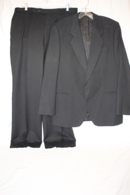 KONEN 100% Wool Black Pinstripe Classic Fit Suit, Mens Jacket 42 ...