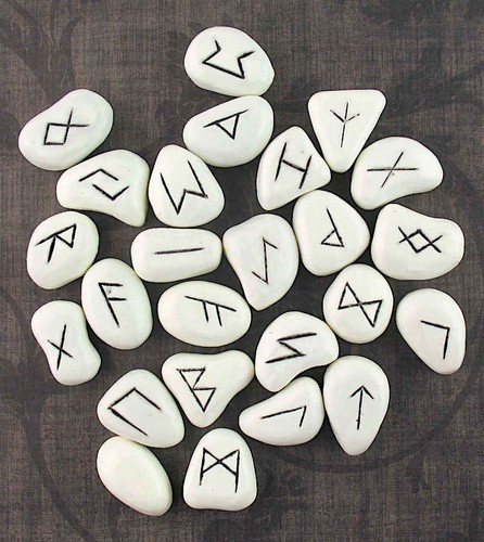White Resin Stone Runes Set Elder Futhark Divination Viking Norse ...