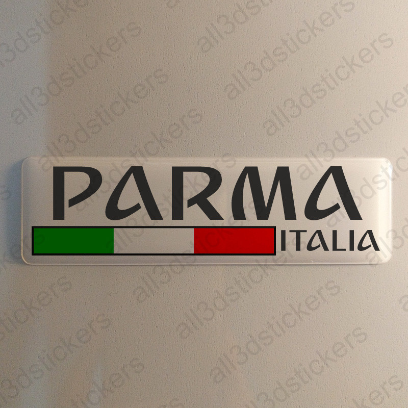 Parma Italy Sticker 4.70x1.18" Domed Resin 3D Flag Stickers Decal Vinyl ...