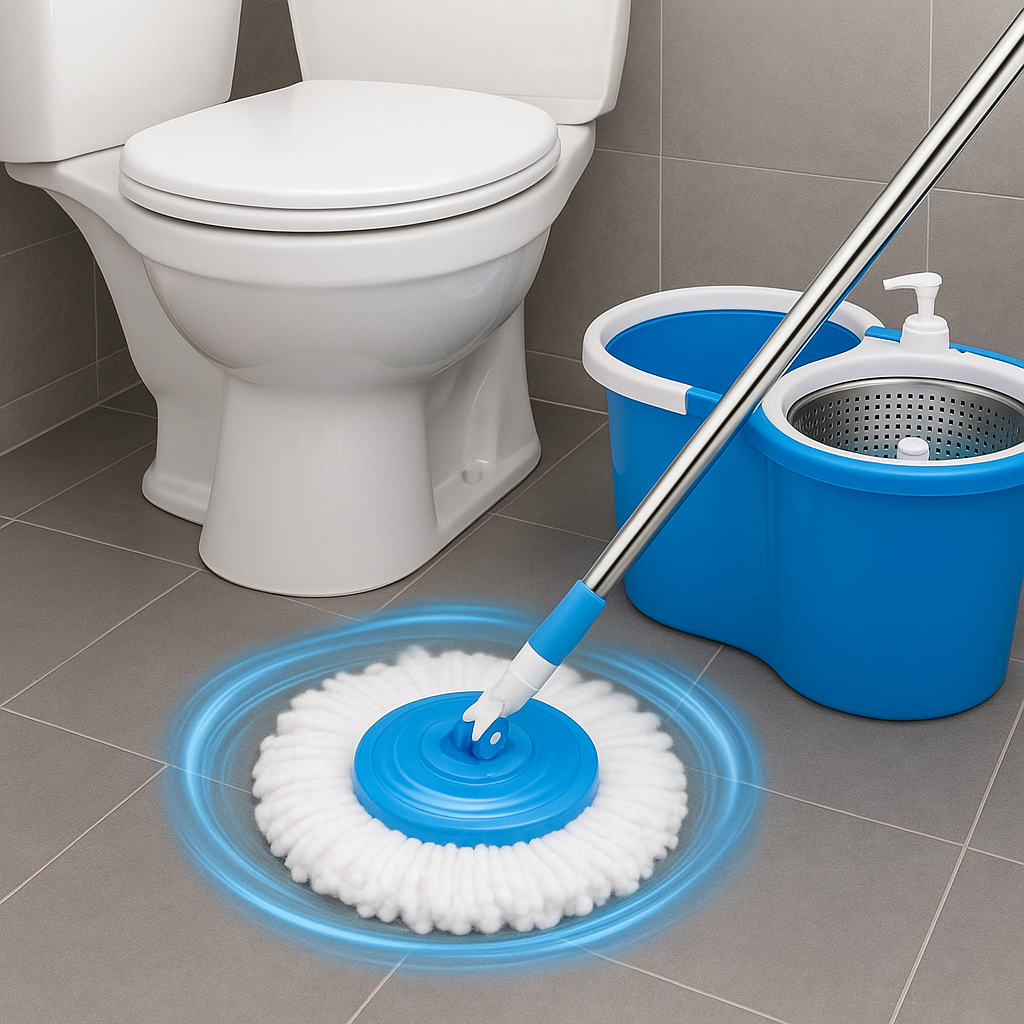 Blue Turbo Spin Mop Durable Compact Deep Cleaning Lightweight Rotating ...