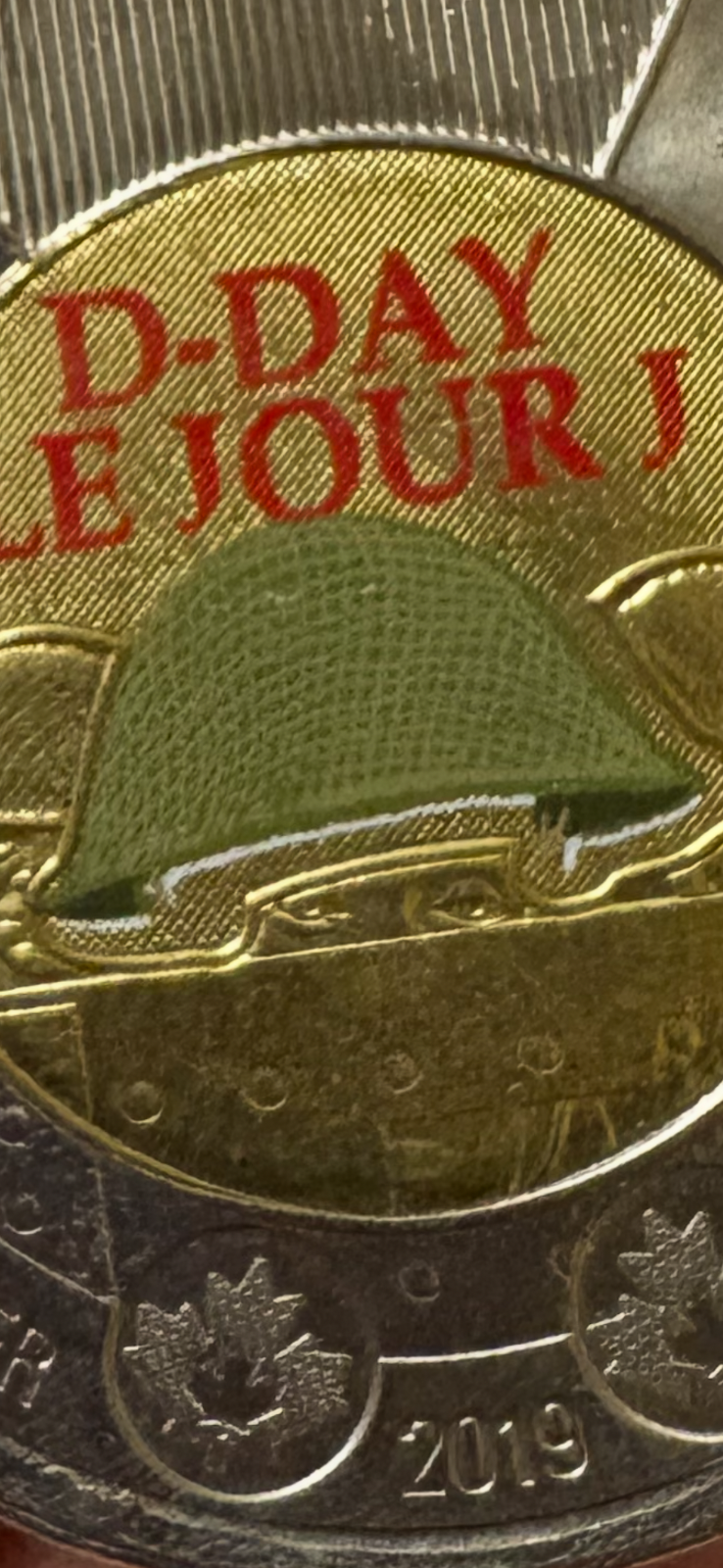 Rare *multiple errors* 2019 D Day coloured Toonie in uncirculated like ...