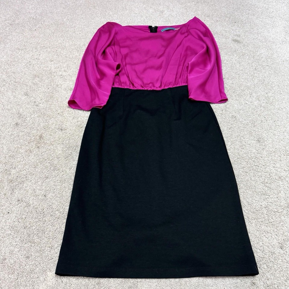 Alice + Olivia Dress Pink Black 3/4 Sleeve Women’s Size 6 Silk | eBay