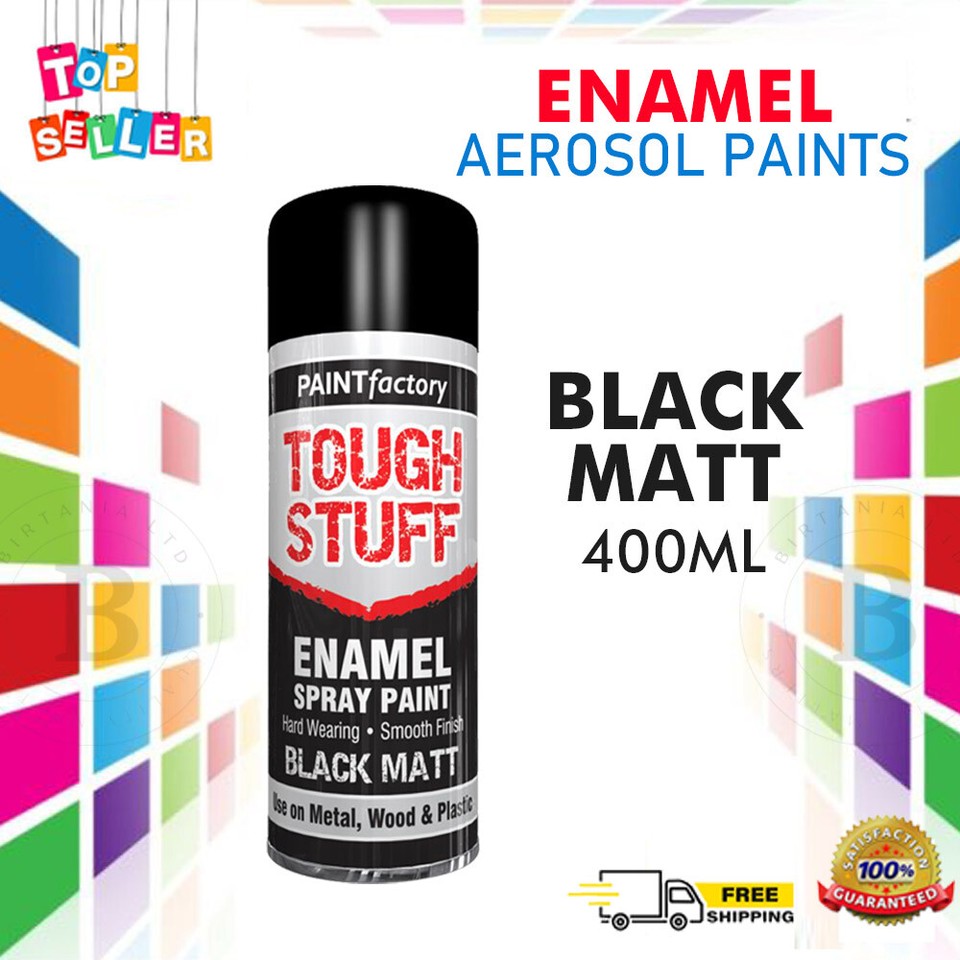 TOUGH STUFF ENAMEL MATT GLOSS SPRAY PAINT FOR WOOD METAL PLASTIC 400ML ...