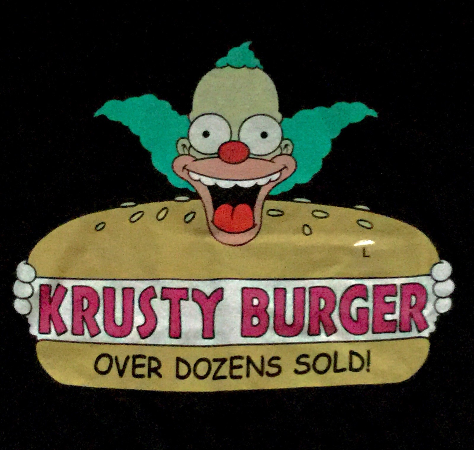 THE SIMPSONS Krusty The Clown KRUSTY BURGER BLACK Mens Large | eBay