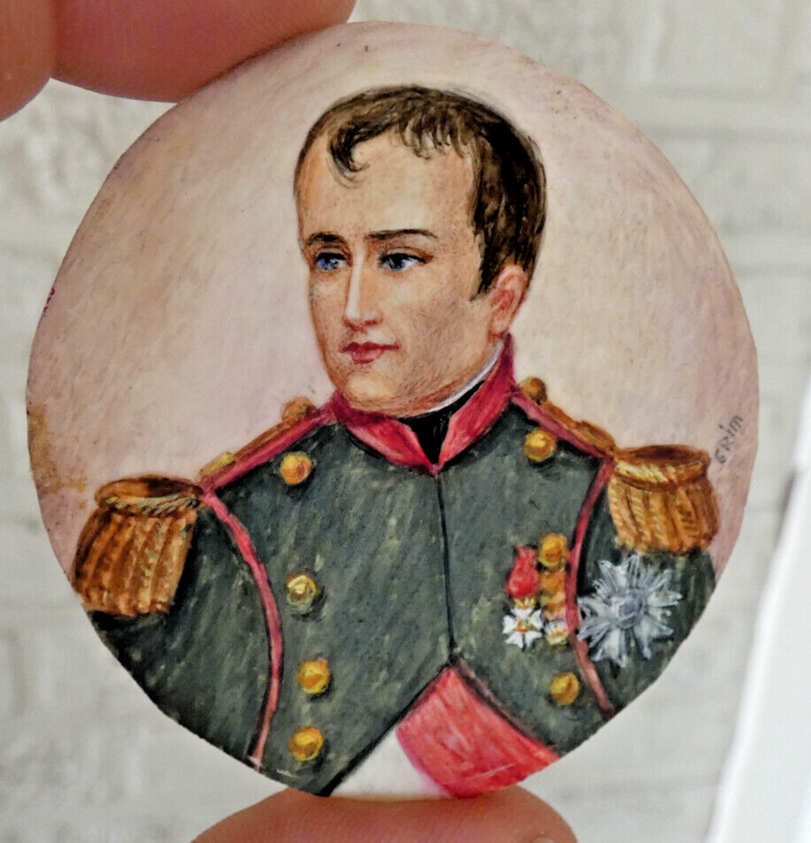 Antique 19thc Miniature portrait napoleon hand paint napoleon 19thc | eBay