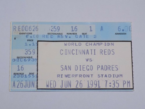 Cincinnati Reds v San Diego Padres MLB Baseball Vintage Ticket Stub ...