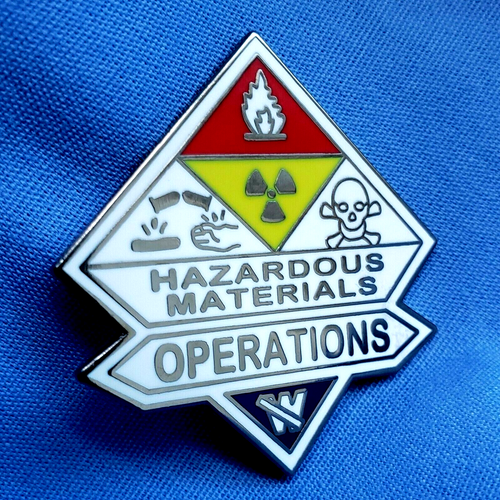 HAZARDOUS MATERIALS OPERATIONS PIN: 1-1/2" Size, Silver-nickel Pltd ...