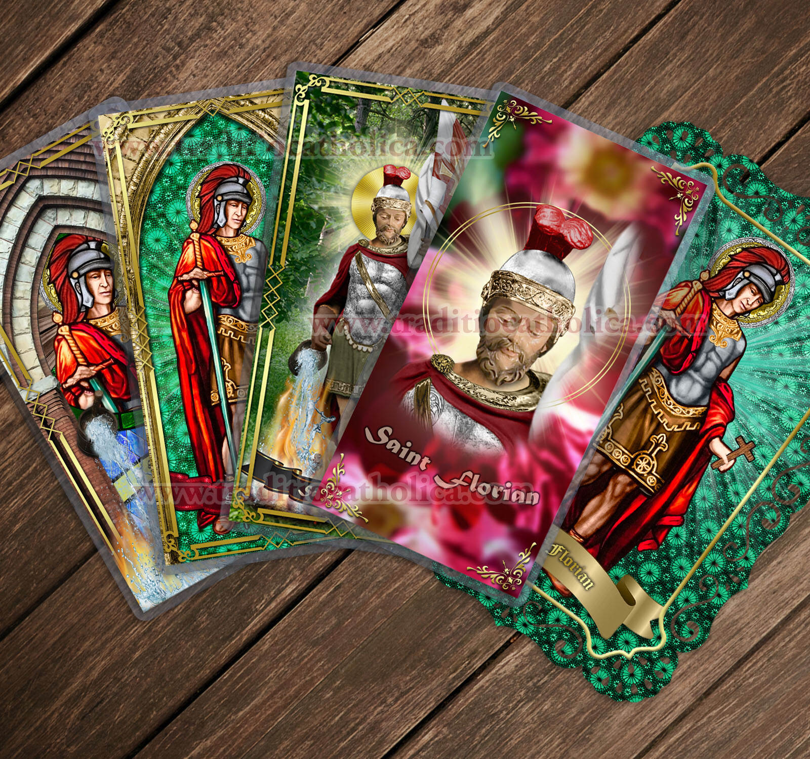 Saint Florian laminated Holy prayer cards. Patron saint of Firefighters ...