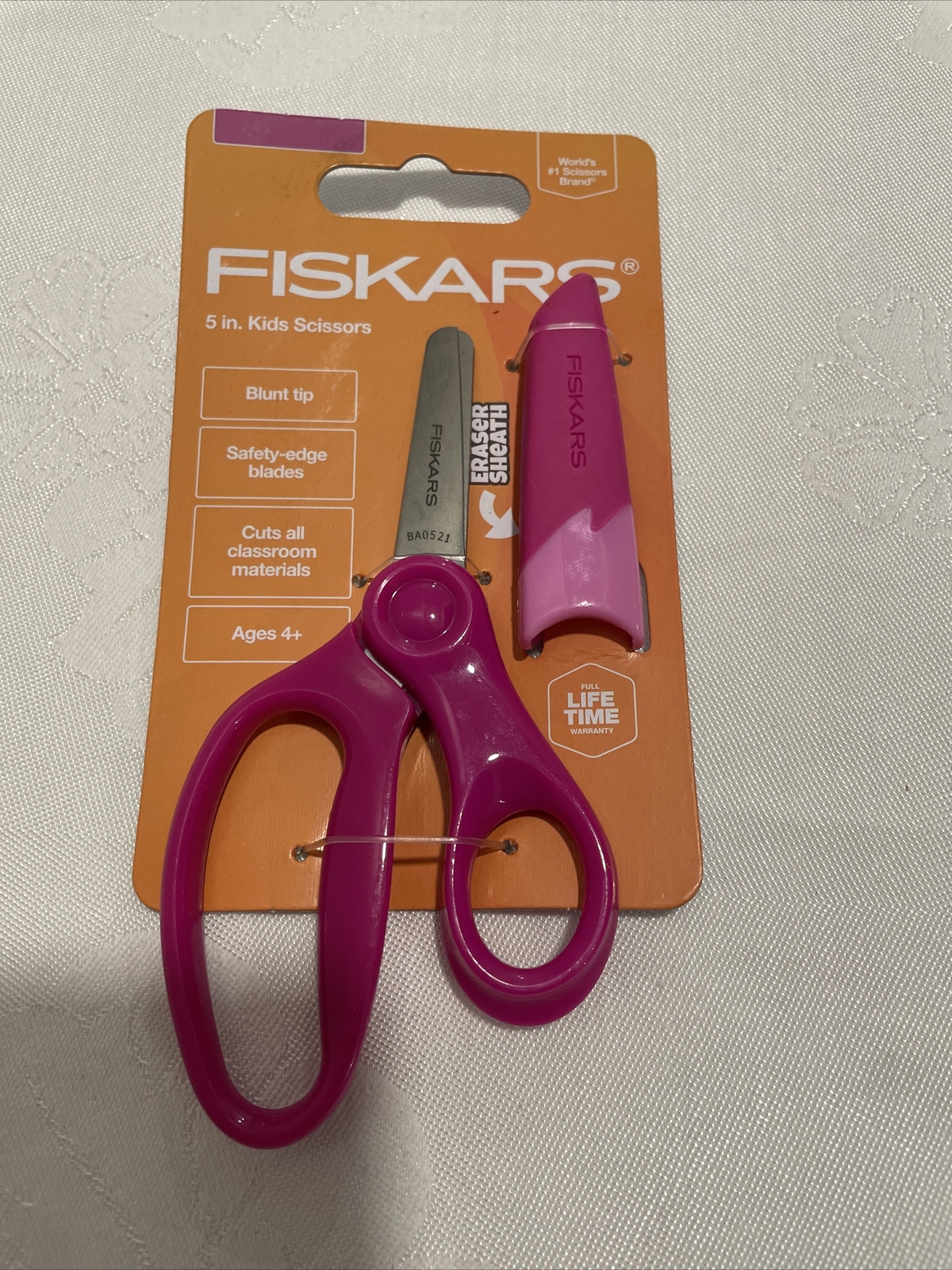 fiskars 5 in. PINK kids scissors blunt tip with eraser sheath | eBay