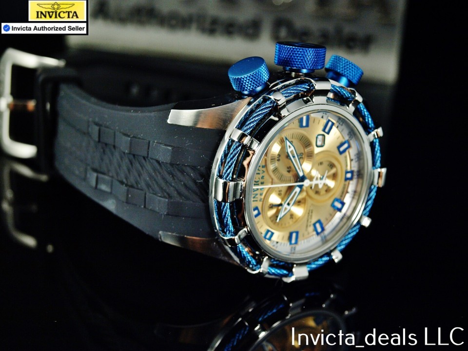 Rare Invicta Men's 50mm BOLT Reserve SWISS MADE Chronograph GOLD DIAL ...