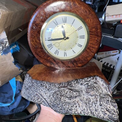 Vintage Lanshire Electric Clock Chicago Wood Slab Simulated | eBay