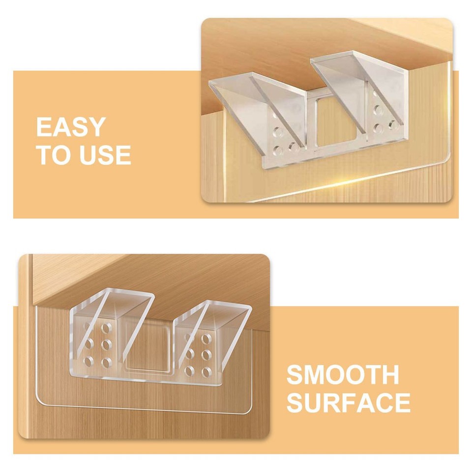 12 Pcs Clear Acrylic Shelf Pegs Nail Free Supports for Cupboard Shelves ...