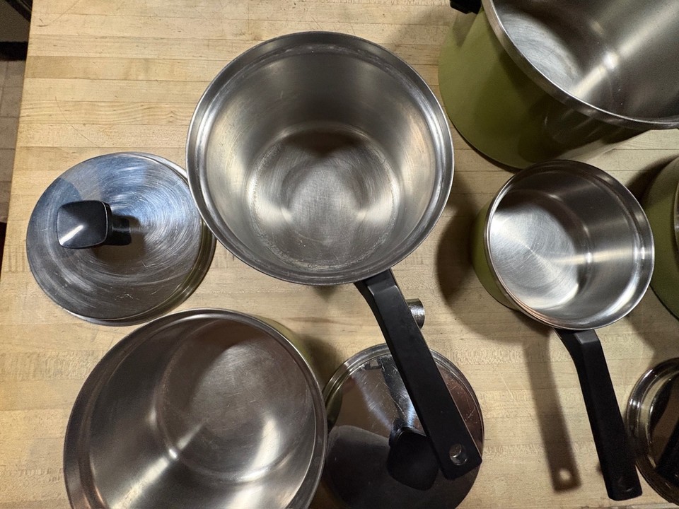 VTG 9 pcs Fashion Manor JC Penney Avocado Green Cookware Set 70's | eBay
