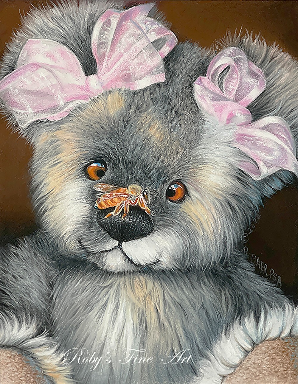 Limited Edition Honeybee Art Print "A Bear A Bee And Bows" Giclee By ...