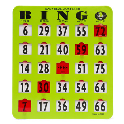 100 Green Bingo Easy Read Jumbo Shutter Slide 8" x 9" Cards - # 65 ...