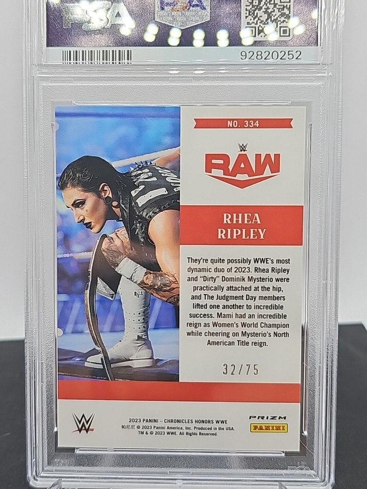 2023 WWE Chronicles Rhea Ripley Honors Green Prizm SP 32/75 RAW PSA 9 ...