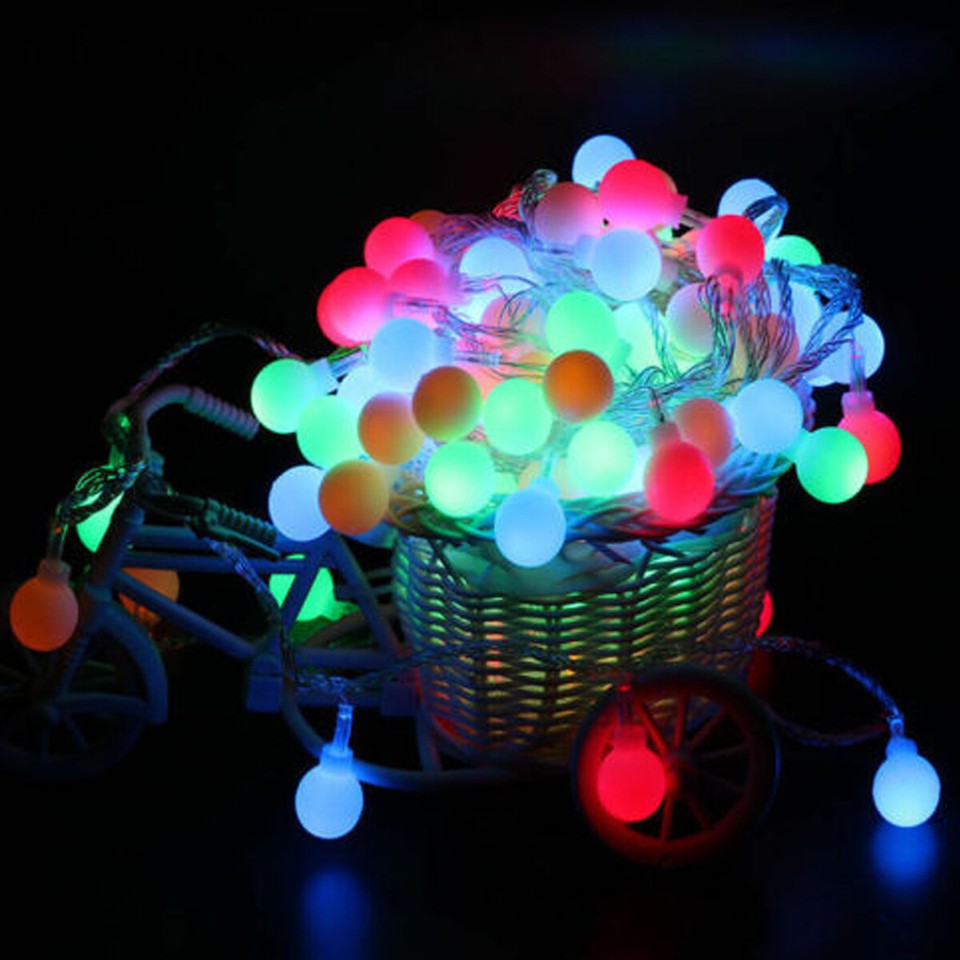 50 LED String Fairy Lights Color Changing Waterproof Round Ball Blubs ...
