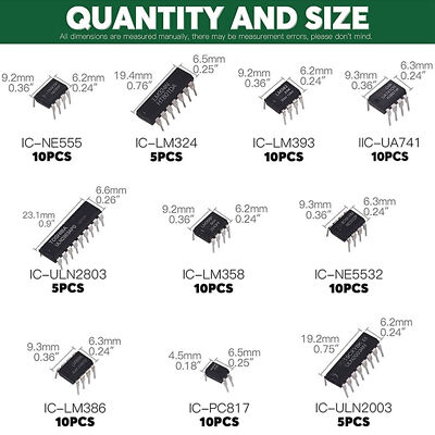 85 Pcs IC Assortment Kit Plastic 10 Specifications Integrated Circuit ...