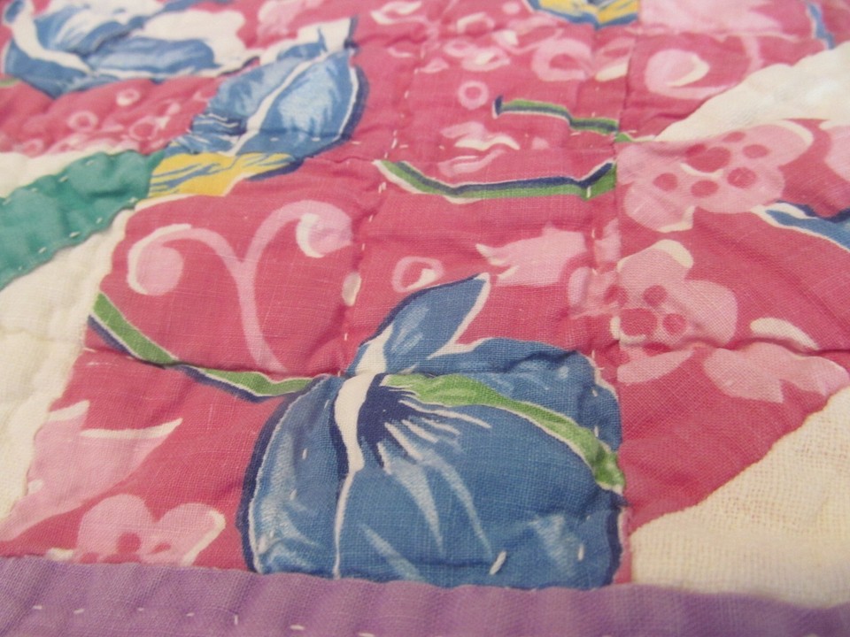 Vintage 1940s Handmade MAPLE LEAF Patchwork Quilt~Hand Quilted 64x82 | eBay