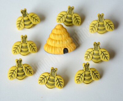 Buzzin Around / Beehive w Bees Shank Craft Button Embellishment ...