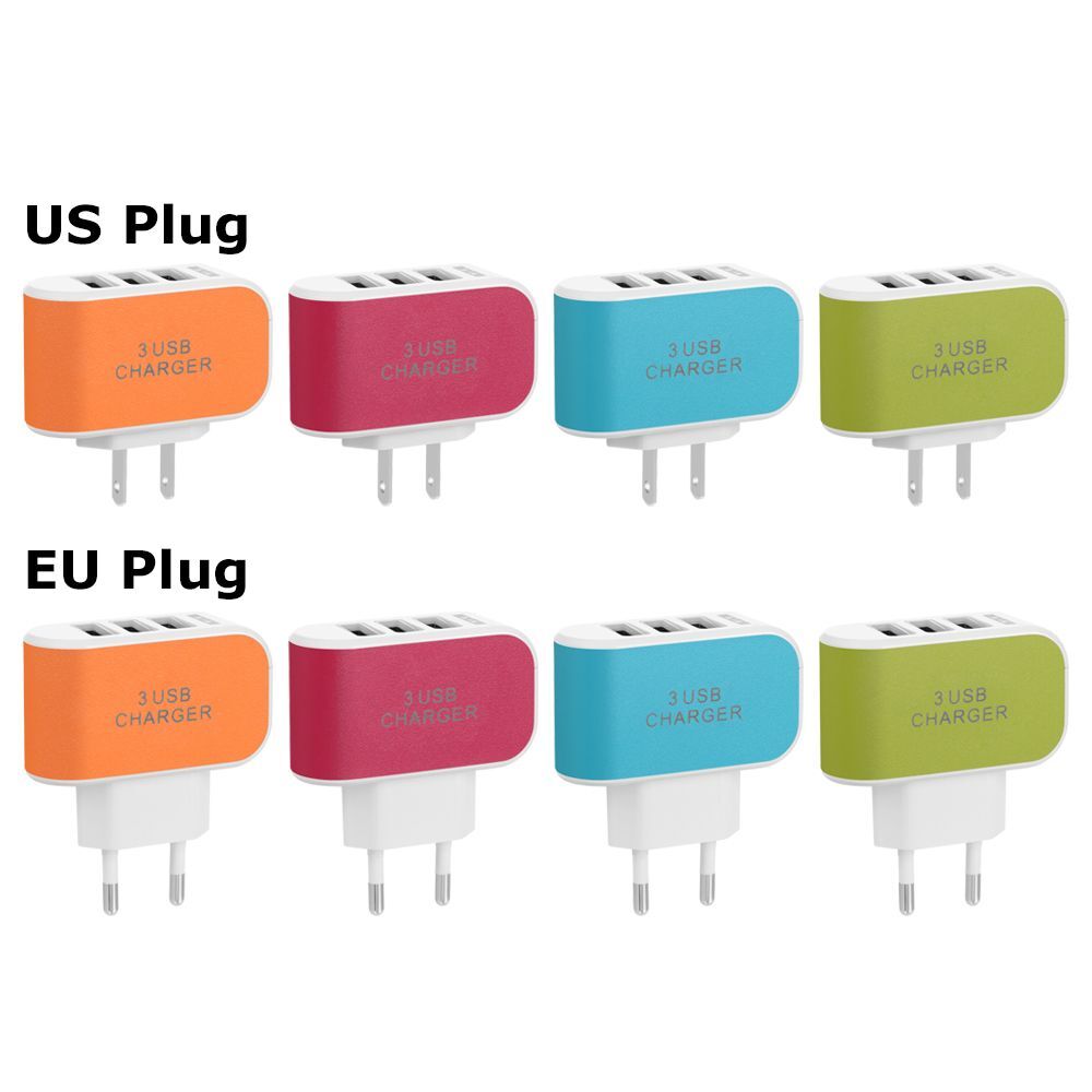Plug Mobile Phone Multi Power Adapter Charger 3 USB Ports Travel ...
