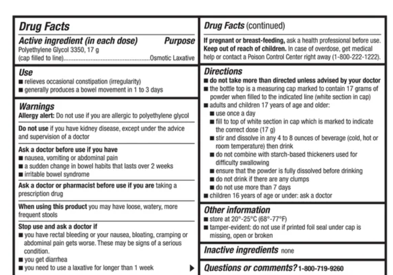 Laxative Polyethylene Glycol - Kirkland Signature LaxaClear 100 Doses ...