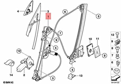 Genuine BMW E85 E86 Coupe Window Regular Lifter Left Front OEM ...