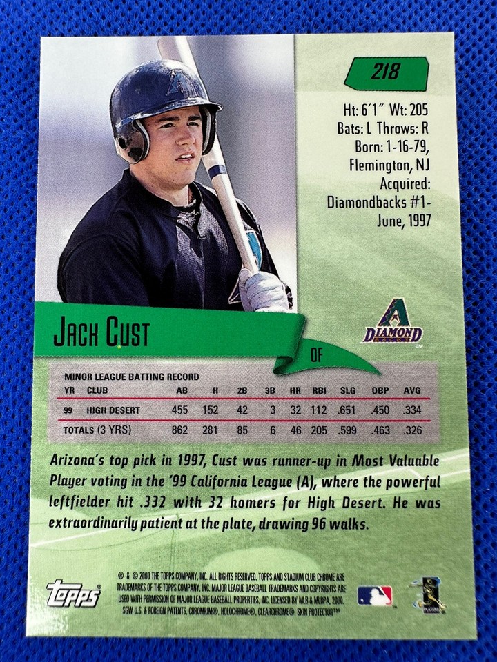 2000 #218 Jack Cust Topps Stadium Club Chrome Baseball Future Star ...