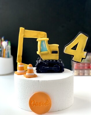 Large Digger handmade Edible Birthday Cake Topper | eBay